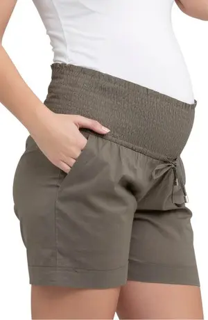 RIPE MATERNITY Philly Cotton Maternity Shorts - Moss