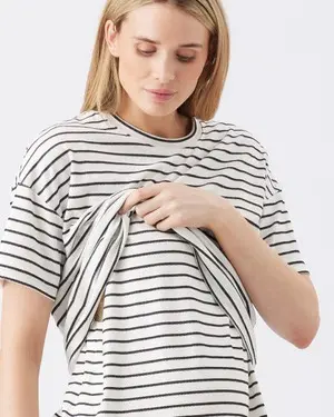 RIPE MATERNITY Jada Stripe Nursing Tee