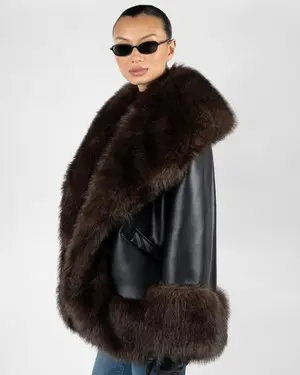WeWoreWhat Cocoon Faux Fur Jacket