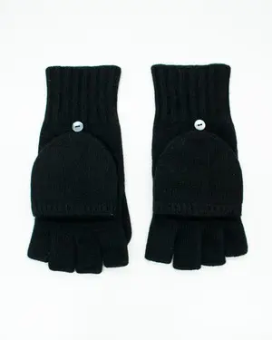 Portolano Cashmere Flip Top Mittens - Black