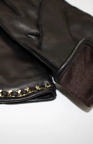 Portolano Leather Gloves With Chain Detail
