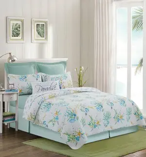 C&F HOME Marlowe Sound Coastal Beach Cotton Quilt Set Reversible And Machine Washable - White
