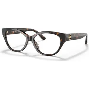 Tory Burch 53mm Irregular Optical Glasses - Tortoise