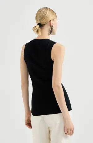 Brunello Cucinelli Ribbed Jersey Top - Black