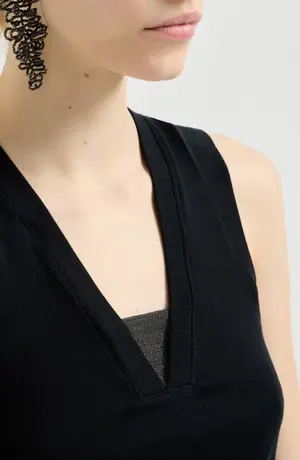 Brunello Cucinelli Ribbed Jersey Top - Black