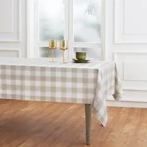 SOLINO HOME Linen Tableclothbuffalo Check - Natural And White