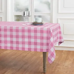 SOLINO HOME Linen Tableclothbuffalo Check Pink Begonia
