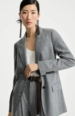 Brunello Cucinelli Deconstructed Cashmere Jersey Blazer - Grey