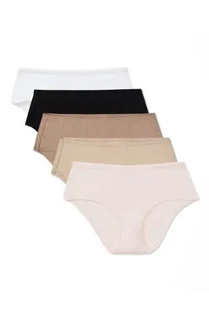 PACT Everyday Mid Rise Hipster 5-pack Made With Organic Cotton - Core Edit