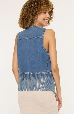 KANCAN Mabel Fringe Denim Vest