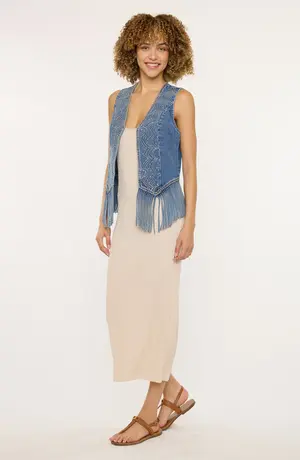 KANCAN Mabel Fringe Denim Vest