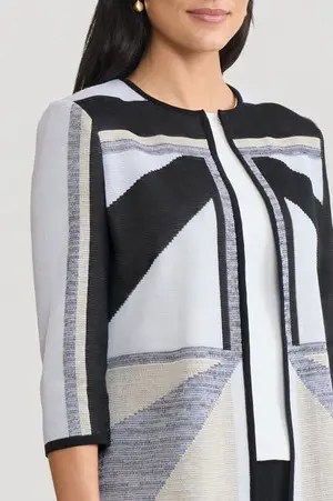 Ming Wang Heritage Colorblock Intarsia Knit Jacket
