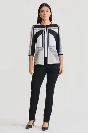 Ming Wang Heritage Colorblock Intarsia Knit Jacket