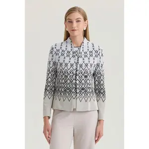 Ming Wang Tailored Diamond Jacquard Knit Jacket