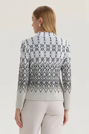 Ming Wang Tailored Diamond Jacquard Knit Jacket