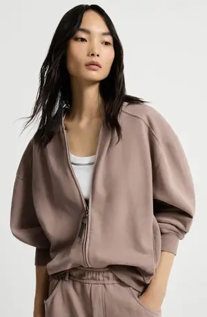 Brunello Cucinelli Smooth Cotton French Terry Zip-up Hoodie - Brown