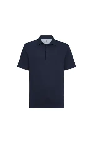 Brunello Cucinelli Polo With Shirt Collar - Navy Blue
