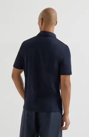 Brunello Cucinelli Polo With Shirt Collar - Navy Blue