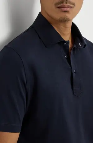 Brunello Cucinelli Polo With Shirt Collar - Navy Blue