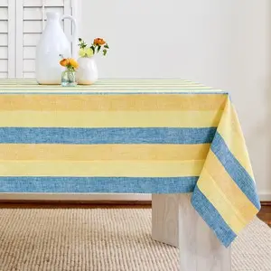 SOLINO HOME Linen Tableclothcabana Stripe Bright Summer Stripe