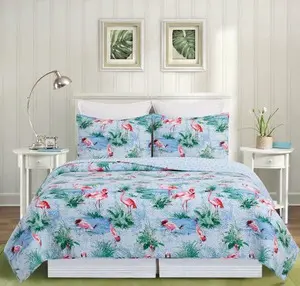 C&F HOME Paradise Coast Flamingo Cotton Quilt Set Reversible And Machine Washable
