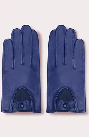 SEYMOURE Leather Driving Gloves - Blue