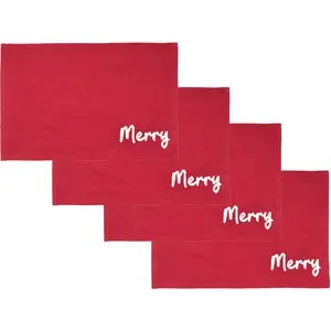 CAROL & FRANK Christmas Holiday Tufted Solid Placemats Set Of 4 - Red