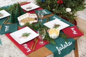 CAROL & FRANK Christmas Holiday Tufted Solid Placemats Set Of 4 - Red