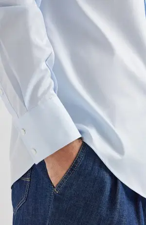 Brunello Cucinelli Spread Collar Shirt - Azure