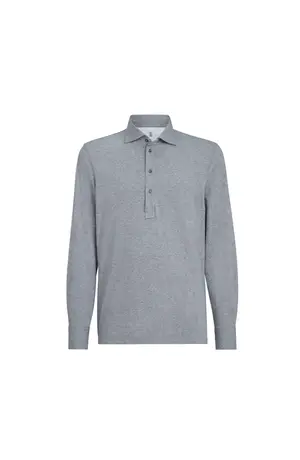 Brunello Cucinelli Polo With Shirt Collar - Medium Grey