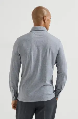 Brunello Cucinelli Polo With Shirt Collar - Medium Grey