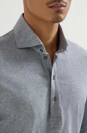 Brunello Cucinelli Polo With Shirt Collar - Medium Grey
