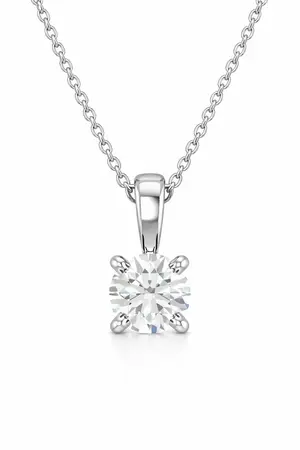 BALACIA Lab Diamond Solitaire Necklace - 14k White Gold