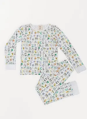 TIMO & VIOLET The Two Piece Pajamas-nyc Alphabet Soup - White