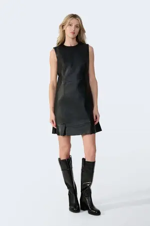 FURNIQ UK Selene Leather Dress - Black