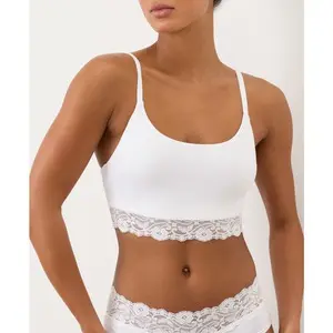 PACT Lace Modern Scoop Bralette Made With Organic Cotton - White