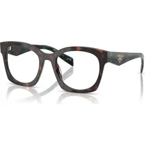 Prada 52mm Irregular Full Rim Eyeglasses - Tortoise