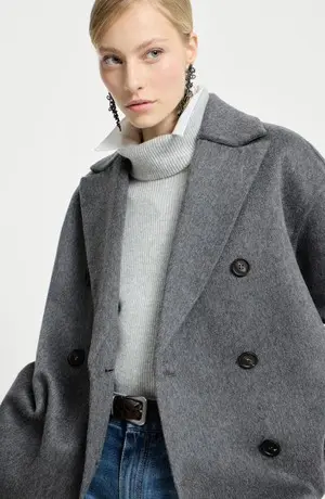 Brunello Cucinelli Cashmere Double Beaver Cloth Pea Coat - Anthracite