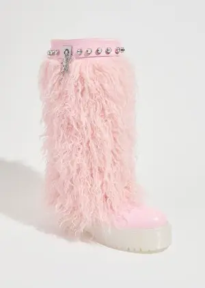 SPARKL Iconique Fur Boots - Pink