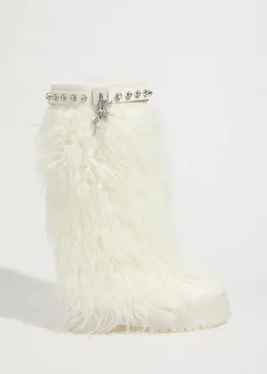 SPARKL Iconique Fur Boots - White