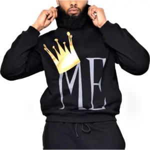 DAI MODA Crown Me Fleece Hoodie - Black