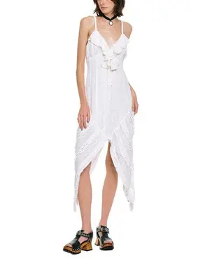 Anna Sui Floral Ruffle Handkerchief Dress
