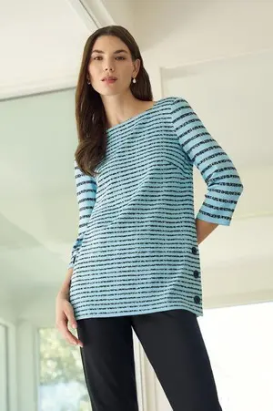 Ming Wang Horizontal Stripe Knit Tunic