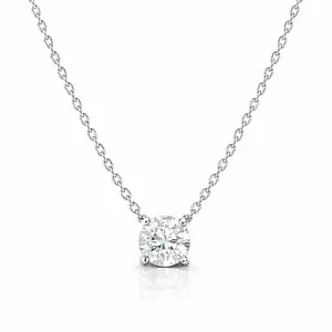 BALACIA Diamond Solitaire 14k Gold Necklace - White Gold