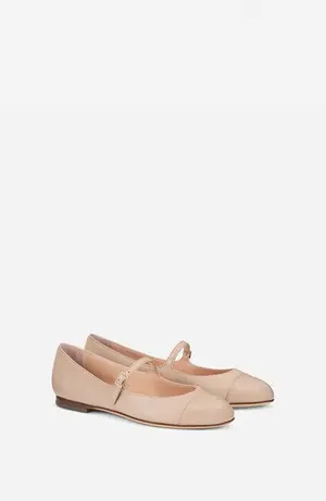 Agl Milly Cap Toe Ballet Flat - Beige Nappa