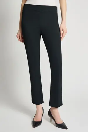 Ming Wang Stretch Deco Crepe Straight Leg Ankle Length Pants - Black