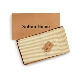 SOLINO HOME Linen Tableclothnarrow Stripe - Spicy Mustard And White