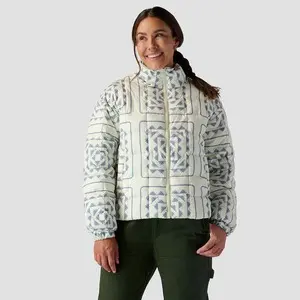 STOIC Printed Quilted Puffer Jacket - Ivory/navy Snowflake Print