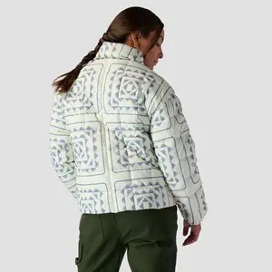STOIC Printed Quilted Puffer Jacket - Ivory/navy Snowflake Print