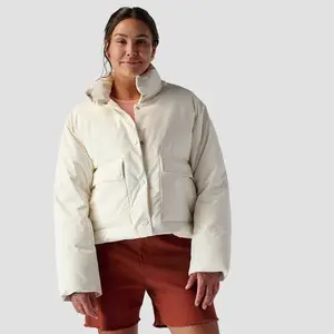 STOIC Cropped Boxy Snap Front Puffer - Eggshell